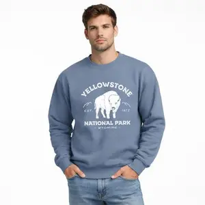 SIMPLY SAGE MARKET Vintage Yellowstone National Park Sweatshirt - Slate