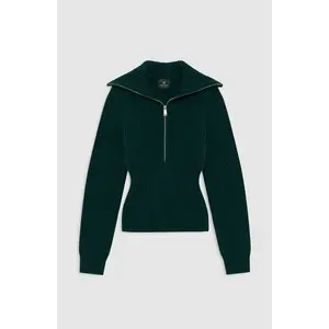ANINE BING June Trucker Collar Sweater - Deep Emerald