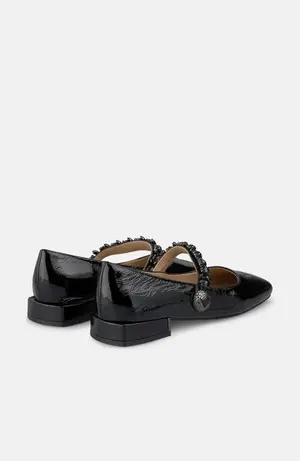 ALMA EN PENA Flat Shoe Jewel Strap - Black