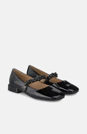 ALMA EN PENA Flat Shoe Jewel Strap - Black