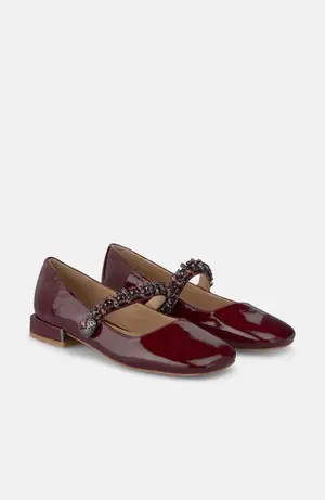 ALMA EN PENA Flat Shoe Jewel Strap Wine