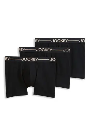 JOCKEY Mens Organic Cotton Stretch 4" Trunk3 Pack Black
