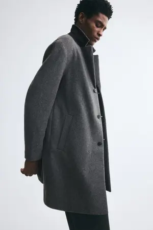 H&M Single-breasted Coat - Dark Gray