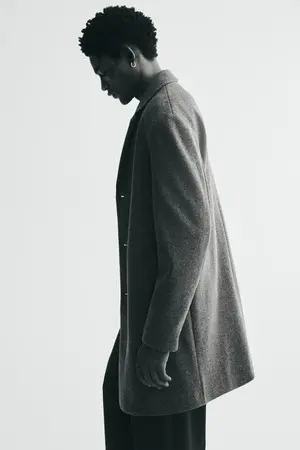 H&M Single-breasted Coat - Dark Gray
