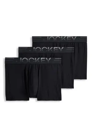 JOCKEY Everactive Zero Chafe 4" Microfiber Trunk3 Pack - Black