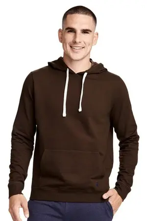 JOCKEY Lightweight Cotton Blend Fleece Hoodie - Walnut
