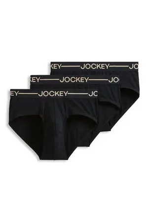 JOCKEY Mens Organic Cotton Stretch Brief3 Pack Black