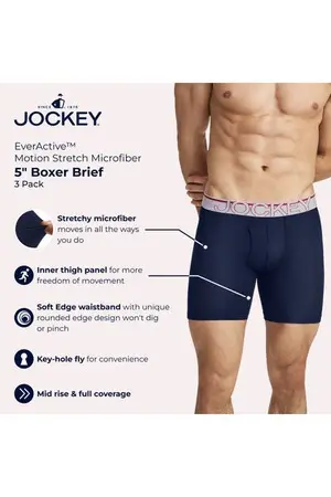 JOCKEY Everactive Motion Stretch Microfiber 5" Boxer Brief3 Pack - Impressionism