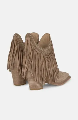 ALMA EN PENA Long Fringed Bootie - Vison