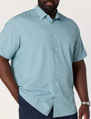 HARBOR BAY BY DXL Big & Tall Microfiber Striped Sport Shirt V2