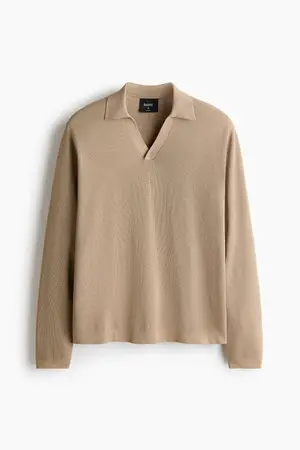 H&M Cooling Regular-fit Knit Polo Shirt - Beige
