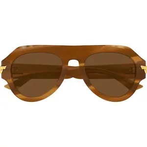 Bottega Veneta 53mm Polarized Gradient Navigator Sunglasses - Brown