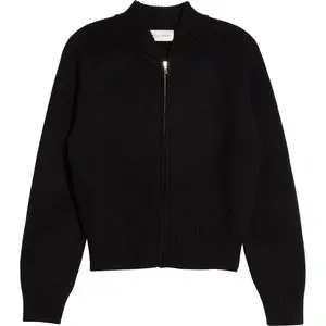 HIGH SPORT Velma Zip Up Cotton & Cashmere Knit Jacket - Black