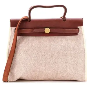 Hermès Herbag Toile And Leather Pm - Red