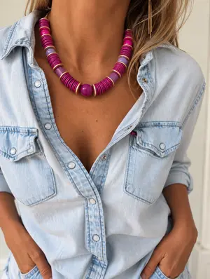 ERIN MCDERMOTT JEWELRY Saturday Plans Purple Beaded Necklace