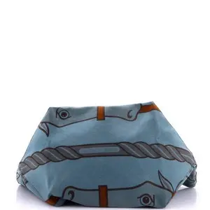 Hermès Sac Steeple Tote Printed Toile With Wood - Blue