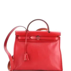 Hermès Herbag Zip Berline Vache Canvas And Leather 31 - Red
