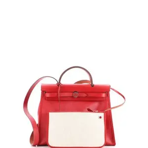 Hermès Herbag Zip Berline Vache Canvas And Leather 31
