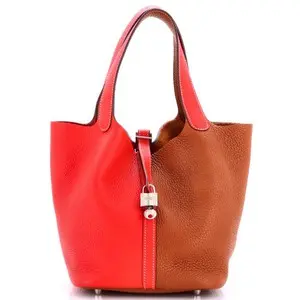 Hermès Picotin Lock Bag Bicolor Clemence Mm - Red