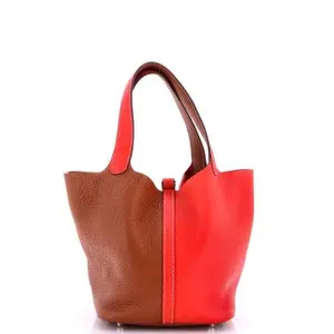 Hermès Picotin Lock Bag Bicolor Clemence Mm - Red