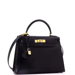 Hermès Kelly Handbag Box Calf With Gold Hardware 28 - Black