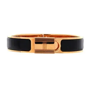 Hermès Clic Cadenas Bracelet Enamel Narrow - Black