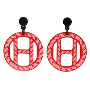 Hermès H Equipe Nautique Earrings Metal And Lacque Horn - Red