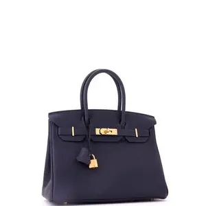 Hermès Birkin Handbag Togo With Gold Hardware 30 - Blue
