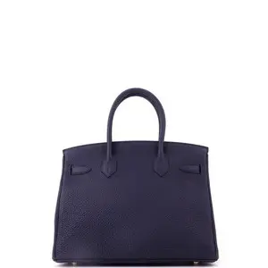 Hermès Birkin Handbag Togo With Gold Hardware 30 - Blue