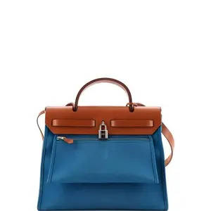 Hermès Herbag Zip Leather And Toile 31 - Blue
