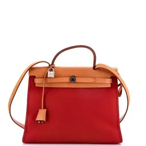 Hermès Herbag Zip Leather And Toile 31 - Red