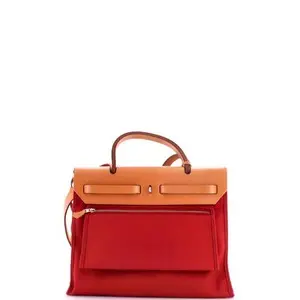 Hermès Herbag Zip Leather And Toile 31 - Red