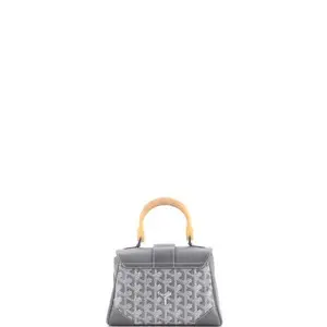 Goyard Saigon Top Handle Bag Coated Canvas With Leather Mini - Grey