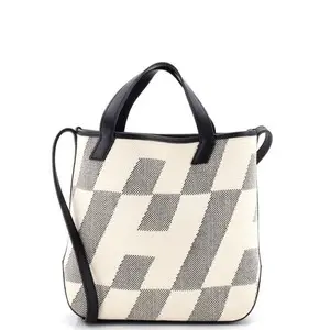Hermès Cabas H En Biais Tote Canvas With Leather 27