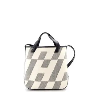 Hermès Cabas H En Biais Tote Canvas With Leather 27