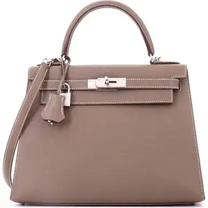 Hermès Kelly Handbag Epsom With Palladium Hardware 28 - Grey