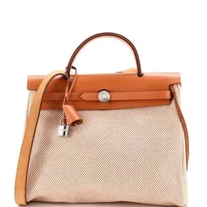 Hermès Herbag Zip Criss Viking Toile And Leather 31 - White