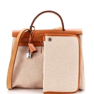 Hermès Herbag Zip Criss Viking Toile And Leather 31 - White