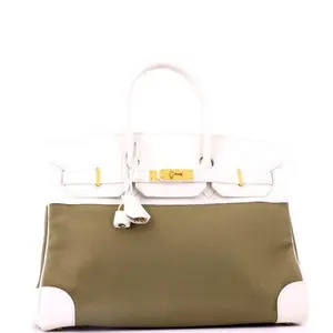 Hermès Birkin Handbag Toile And Courchevel With Gold Hardware 35