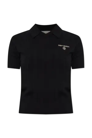 Tory Burch Wool Logo Polo - Black