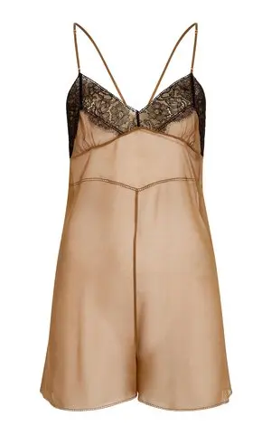 Khaite Senta Sleeveless Silk Romper - Bronze