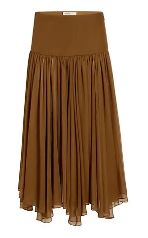 Khaite Saru Gathered Silk Maxi Skirt - Bronze