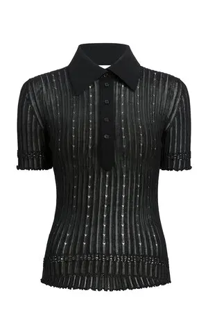 Khaite Sanders Collared Knit Polo Top