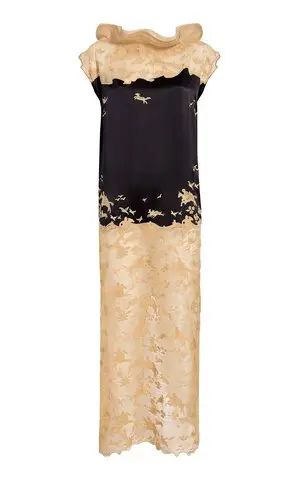 Khaite Truet Embroidered Silk Maxi Dress - Black