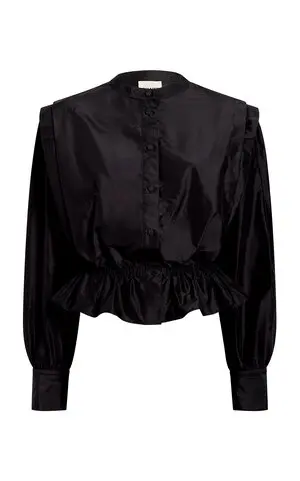 Khaite Calypso Pleated Silk Top - Black