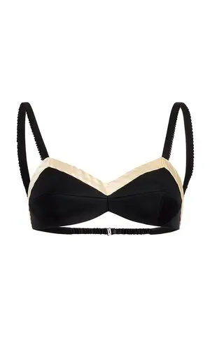 Khaite Vernon Contrast Wool-silk Bra Top - Black