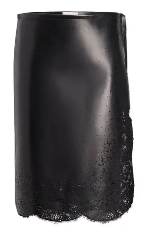 Khaite Apaleen Embroidered Leather Midi Skirt