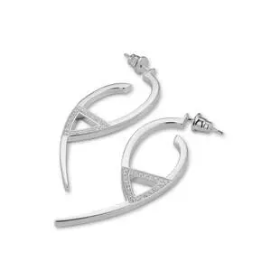 TOOLALLY Flick Earrings Large Sterling & Cubic Zirconia - Silver