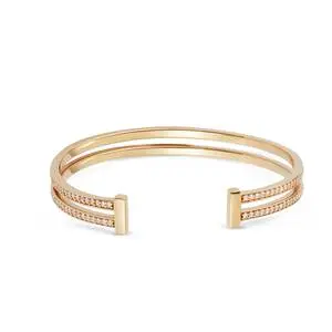 TOOLALLY Double Hoop Cuff Bracelet Vermeil & Cubic Zirconia - Gold