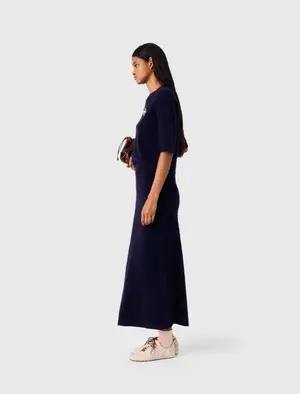 Maje Knit Pencil Skirt - Navy